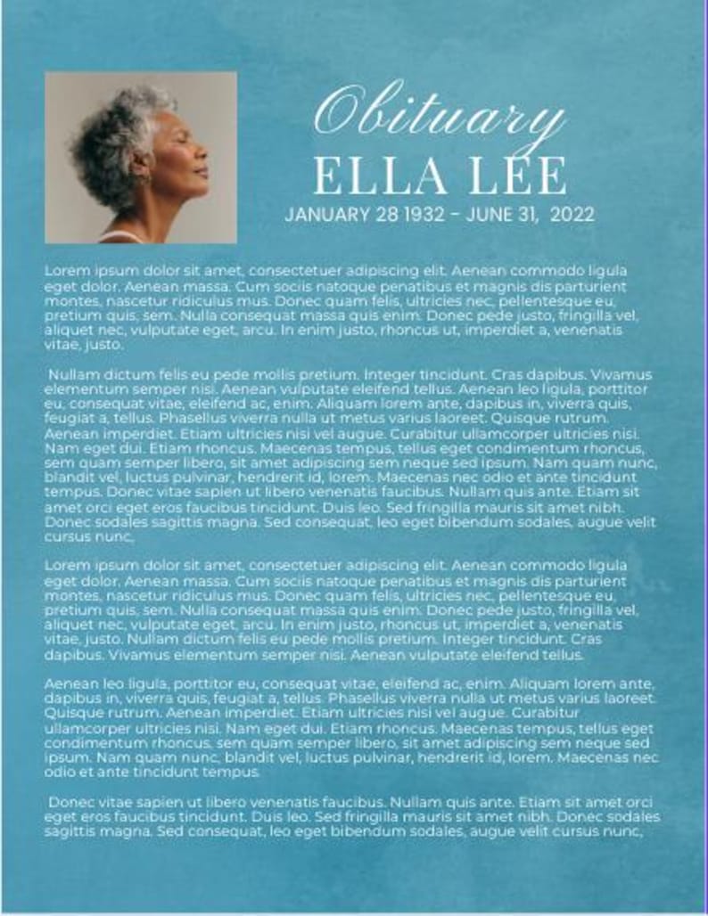 Editable Obituary Program 11x17 | Legacy Funeral Template | Canva ...
