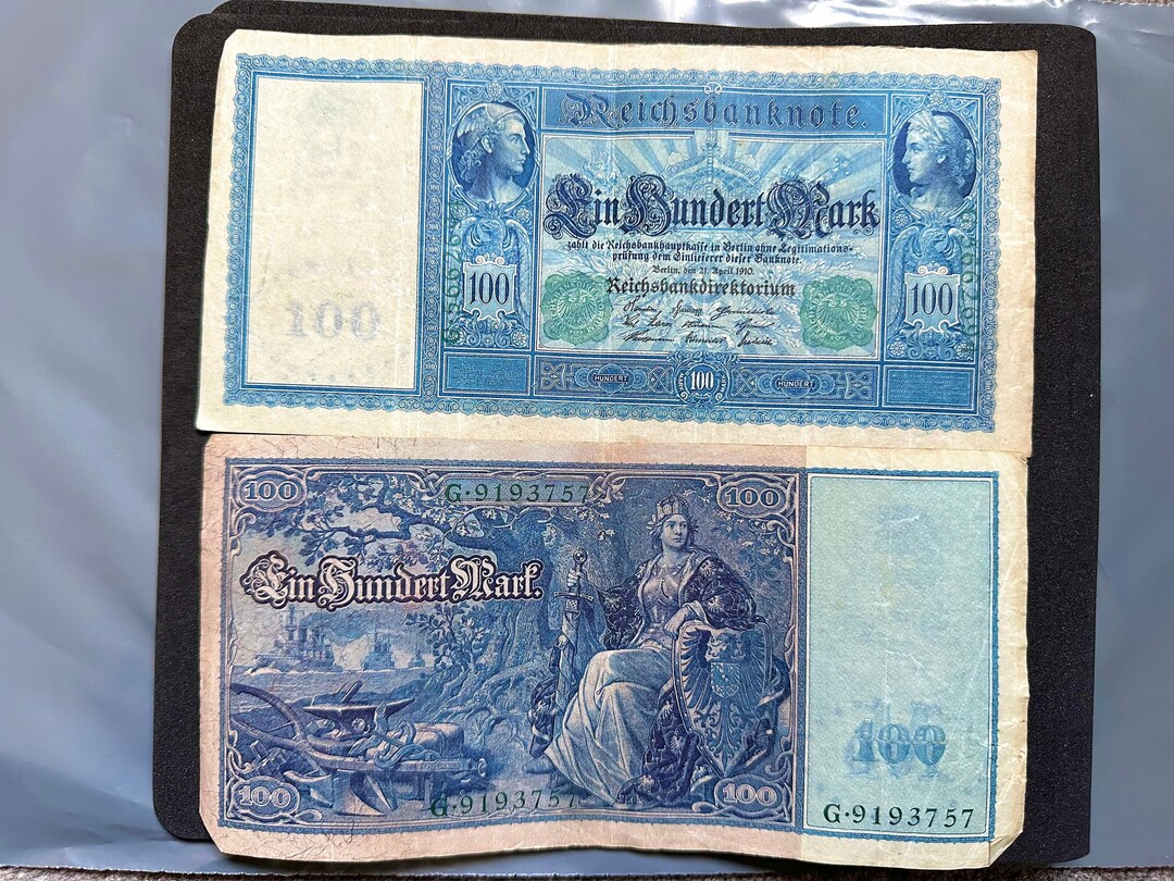 German Bank Notes 1910 With Green Stamp Mark 100 2pcs - Etsy