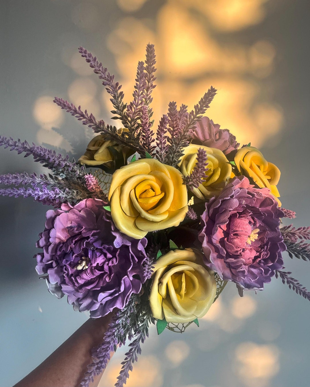 Custom Leather Flowers Bouquet, Free Shipping, Peonies & Roses ...