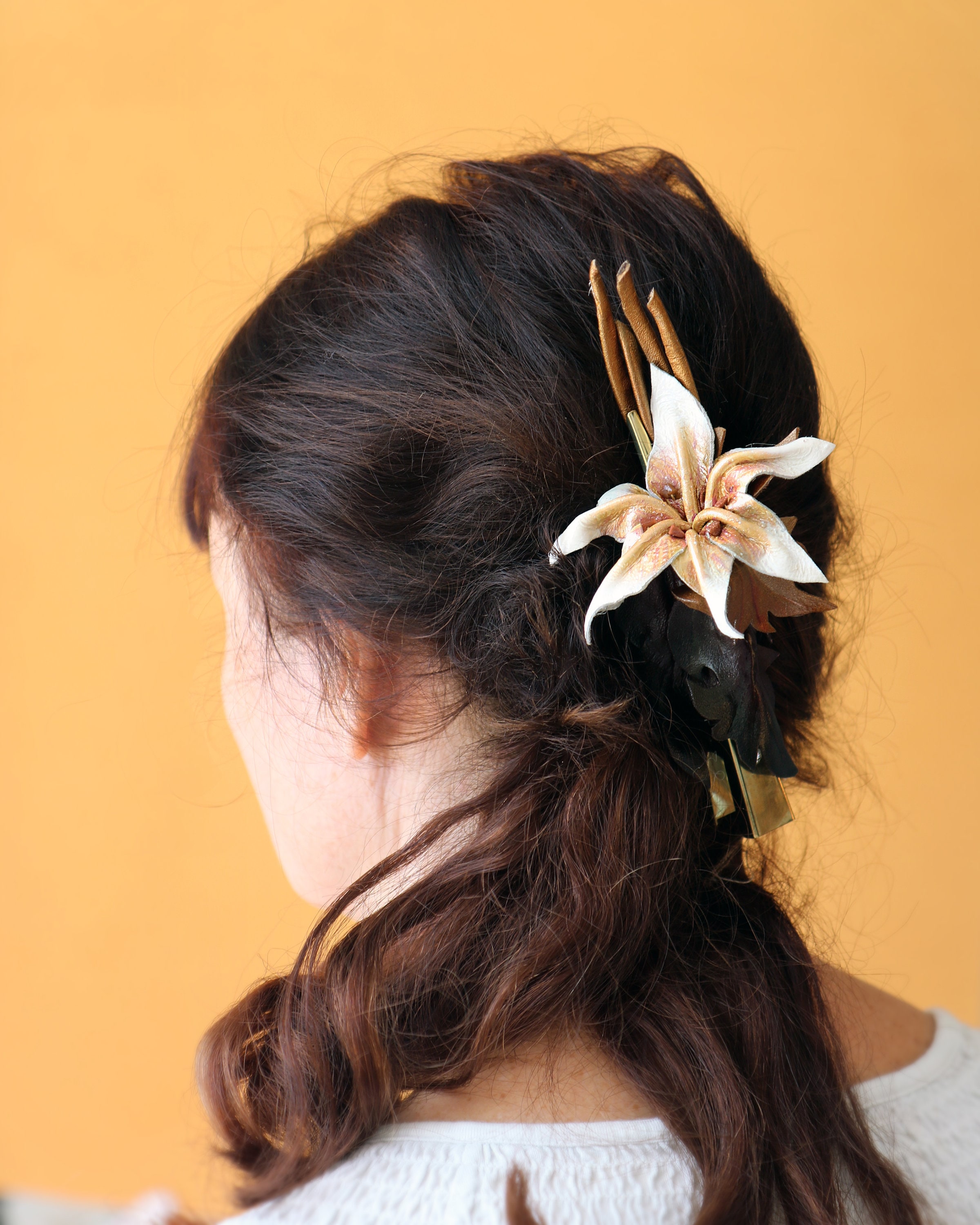 Leather Hairclip. Hairclamp With Leather Flower. Small Gift for Her ...