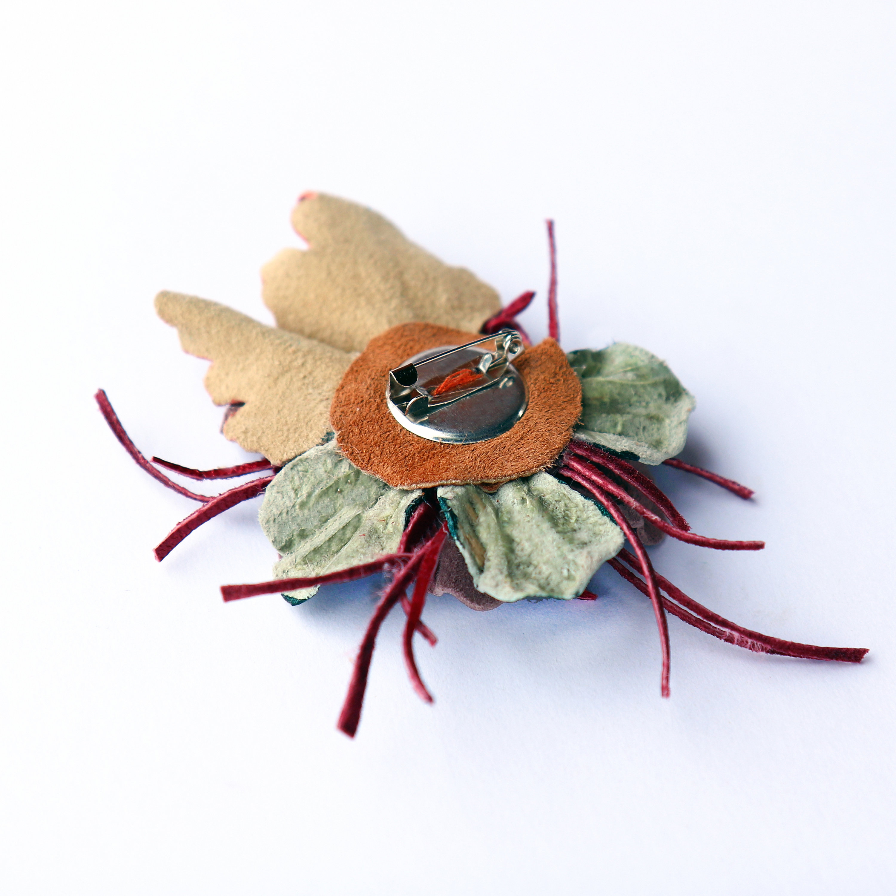 Leather Flower Brooch Purple Flower Accessory Small Goft - Etsy