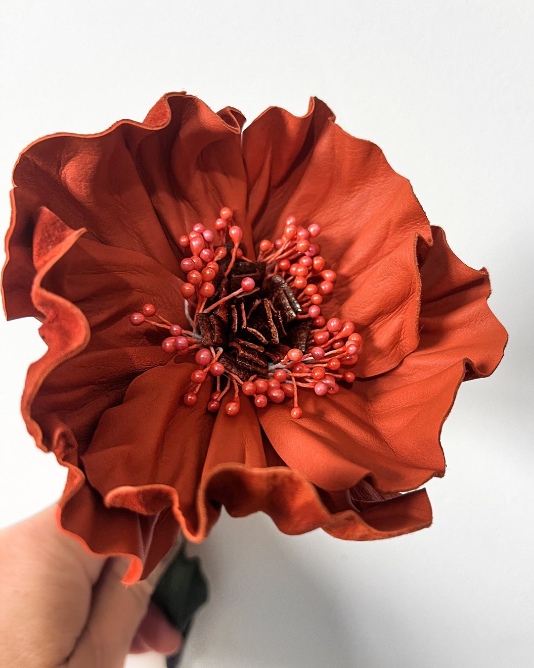 Leather Poppy Flowers in Any Color! Made by Oksana - Etsy