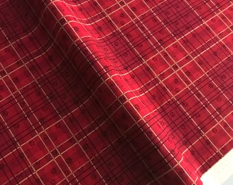 Red plaid fabric | Etsy