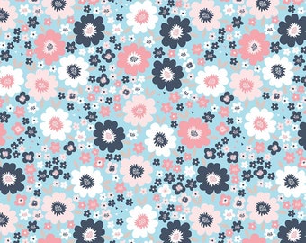 Aqua floral fabric | Etsy