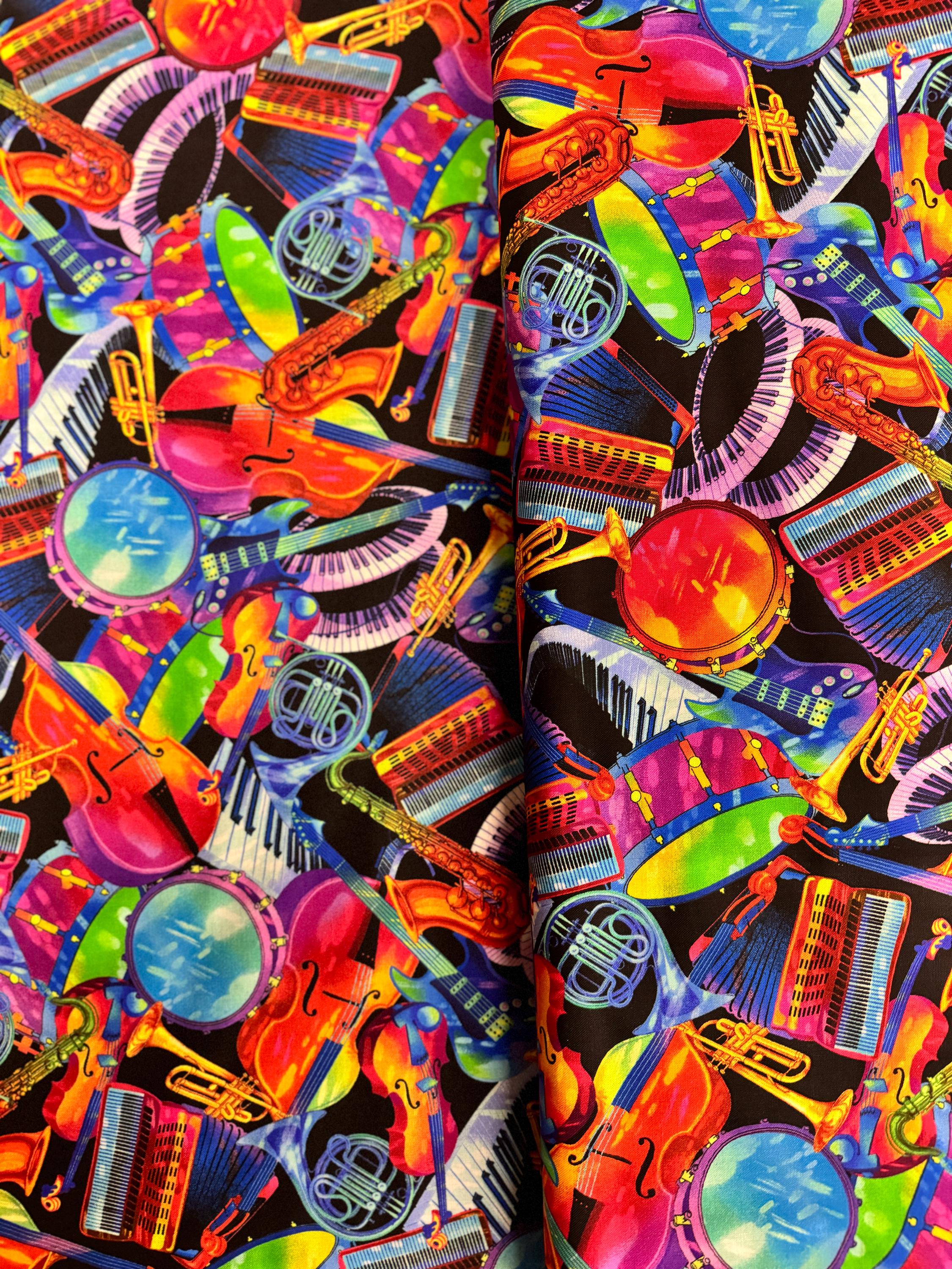 Rockstar - Jazz Musical Instrument Fabric by Chong-a Hwang - Digital ...