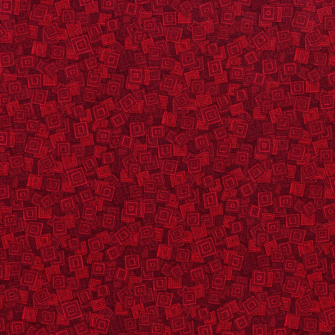 Hopscotch - Overlapping Squares - Scarlet Fabric by Jamie Fingal ...