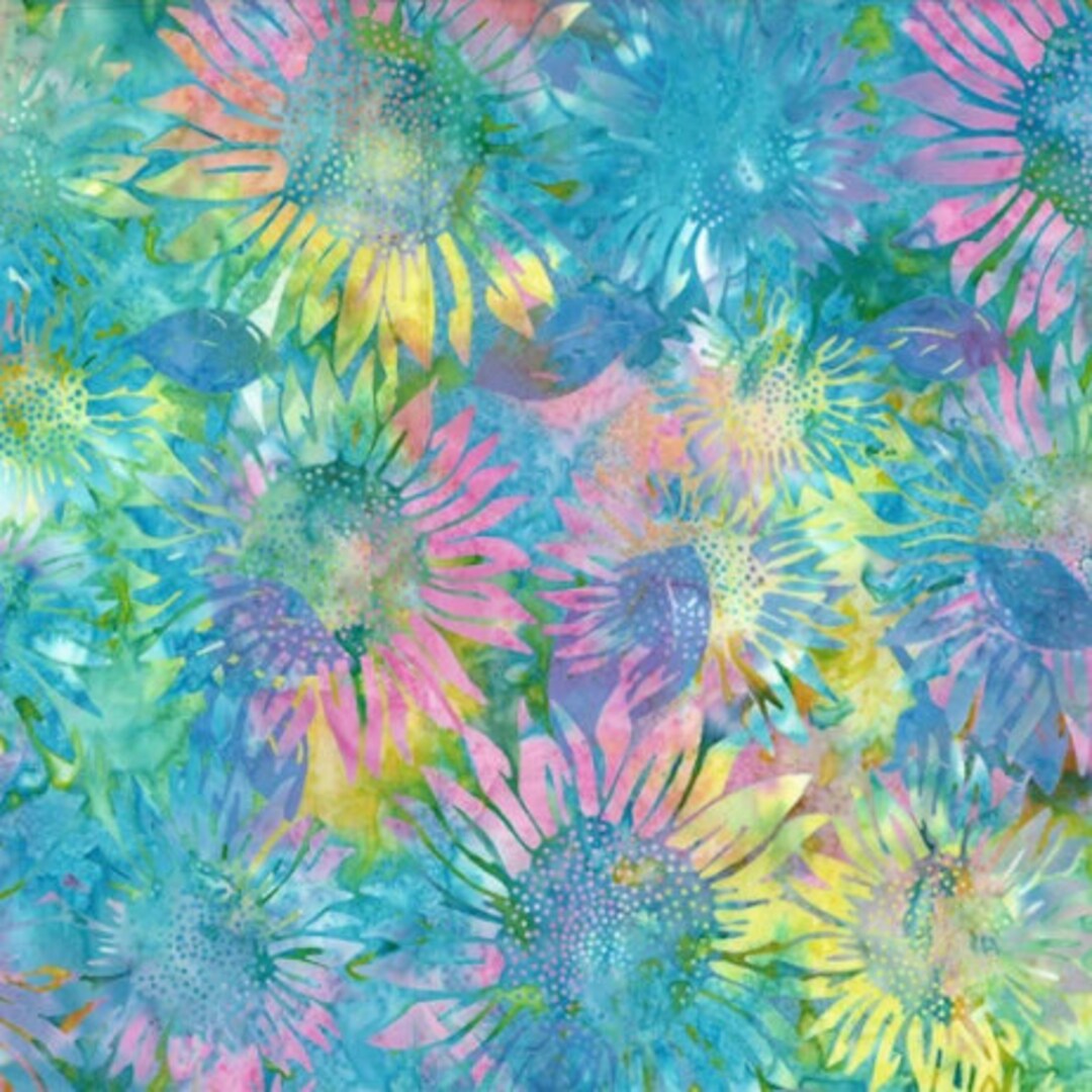 Hoffman Fabrics Bali Batik Pastel Sunflower Batik Fabric Cotton Fabric ...