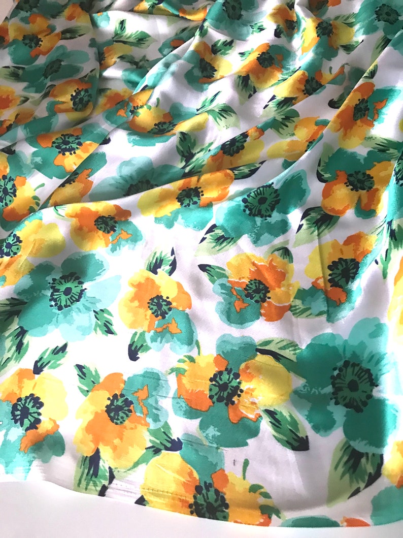 Screen Printed Satin Silk Fabric - Etsy