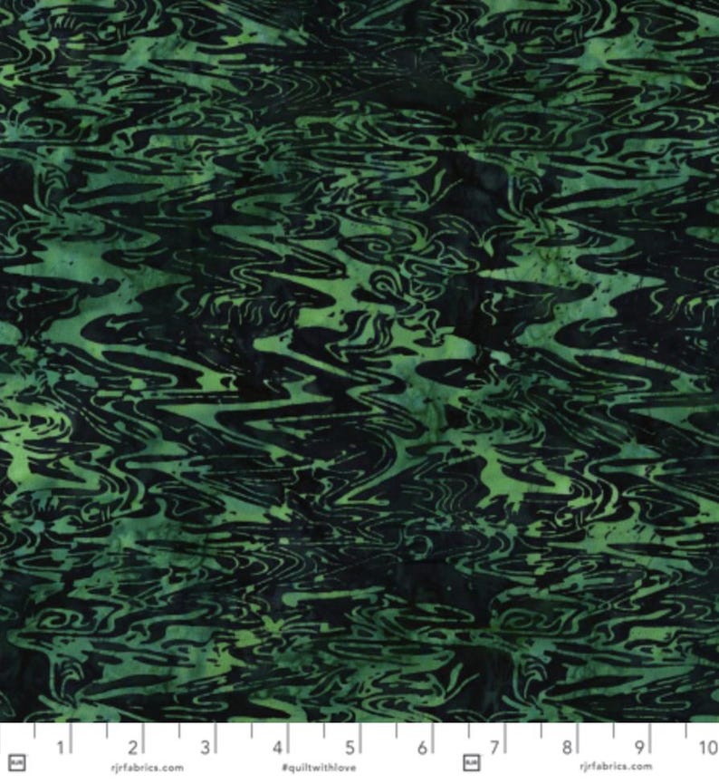 Blossom Batiks – Waves – Green River Batik Fabric by Flaurie & Finch ...