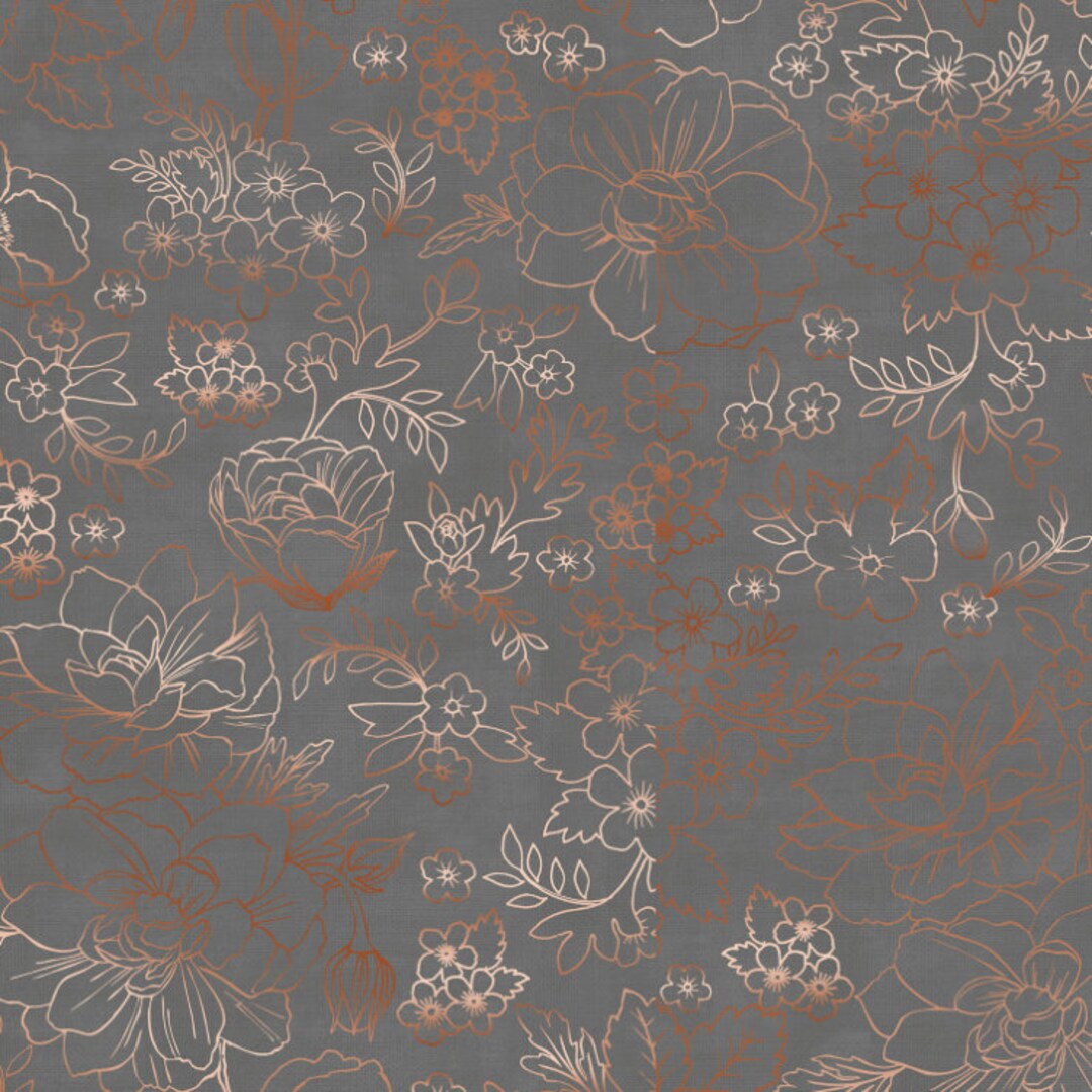 Lilac and Sage - Toile Gray Copper Pearl - Metallic Cotton Fabric - Etsy