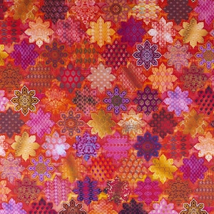 RJR Fabrics Flourish Tiles Ruby Fabric Digital Print - Etsy