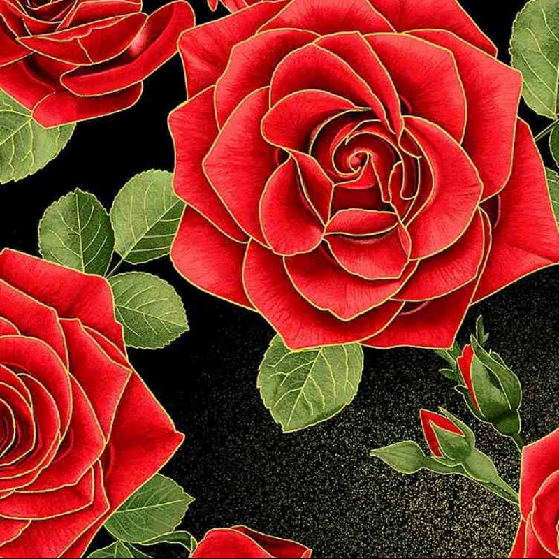 Red Rose Fabric - Etsy
