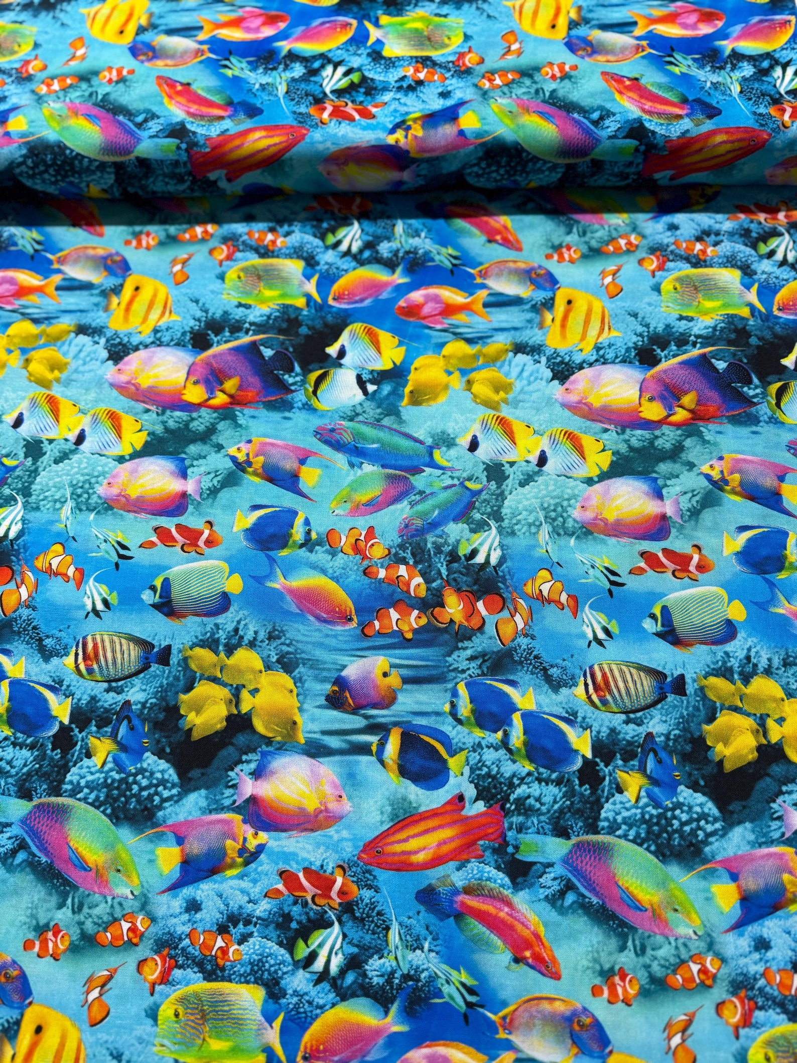Deep Blue Sea Cotton Fabric: Colorful Ocean Fish Print - Etsy