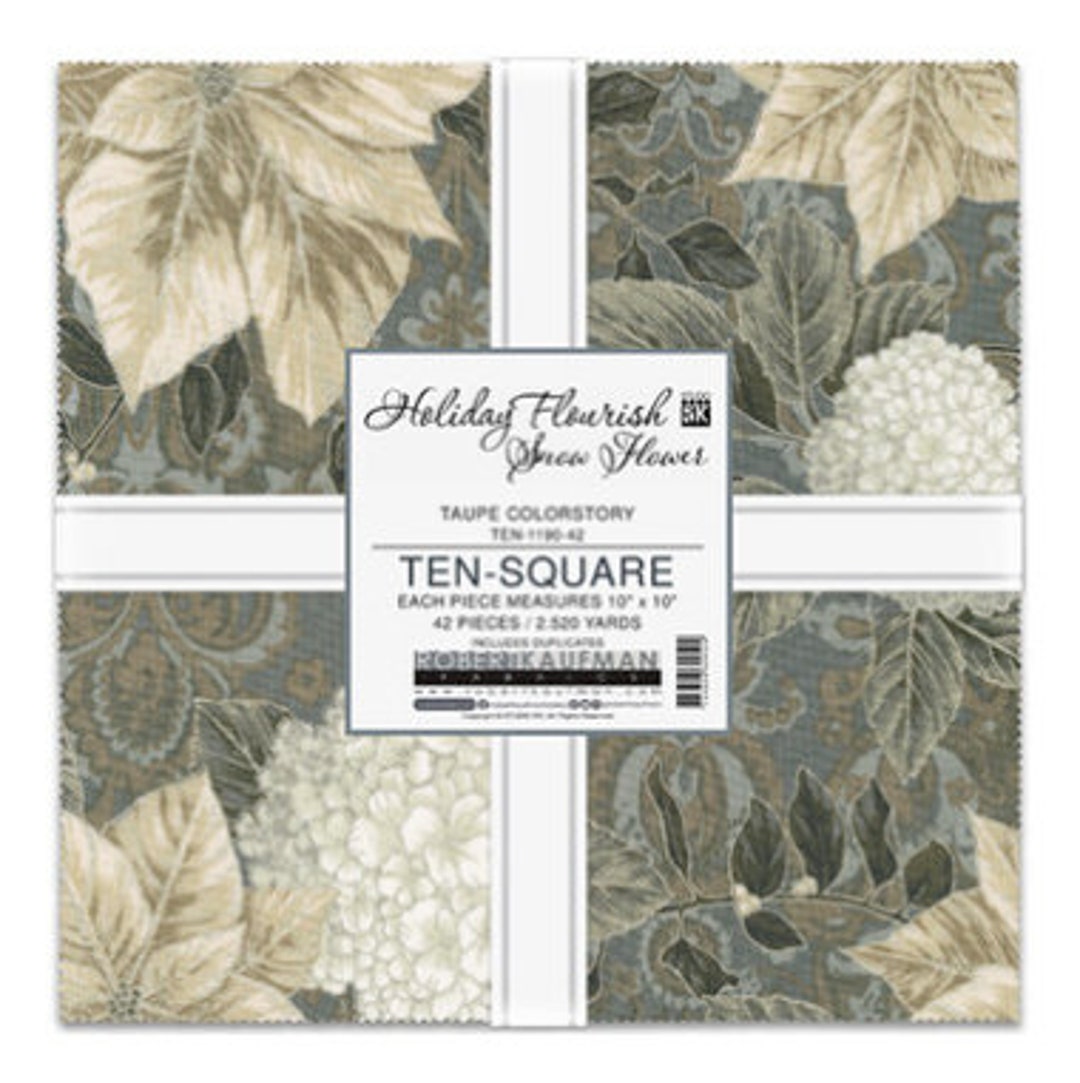 Holiday Flourish-snow Flower Taupe Colorstory Ten Squares/layer Cake 42 ...
