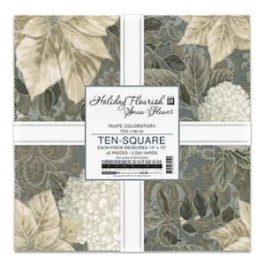 Robert Kaufman Holiday Flourish-snow Flower Taupe Colorstory Ten ...