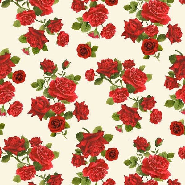 Rose Print Fabric - Etsy
