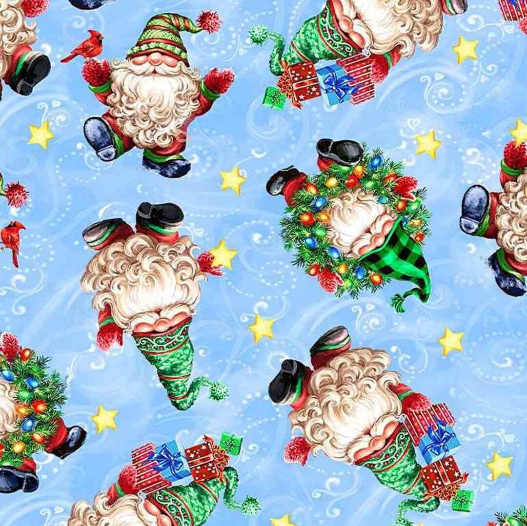Timeless Treasures Christmas Gnomes Tossed Christmas Gnomes Digital ...