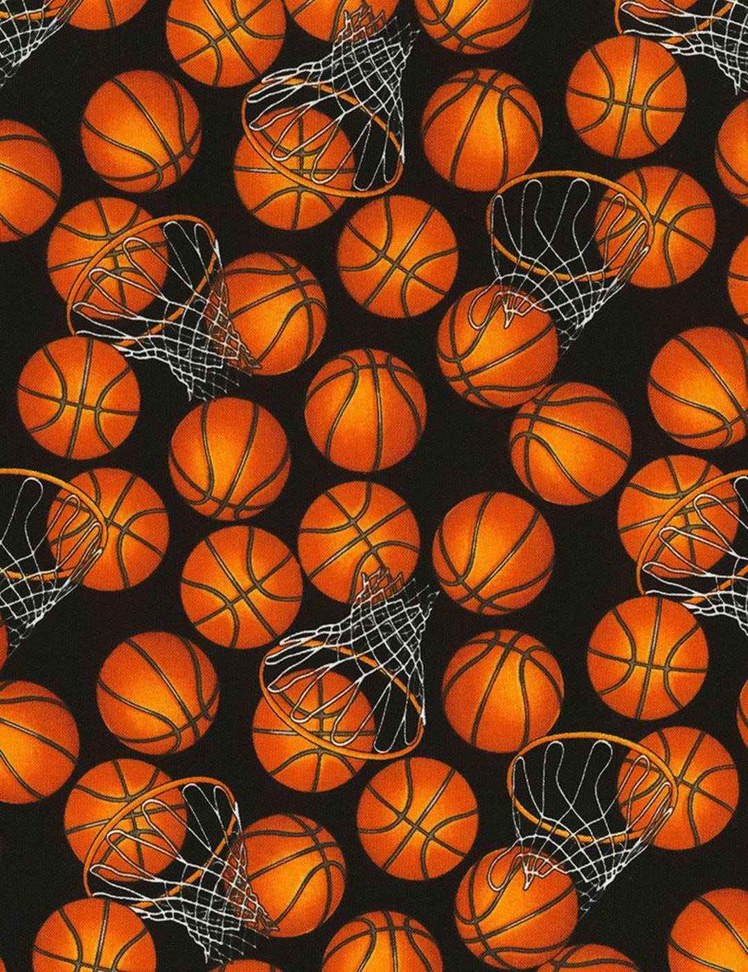 Basketball and Hoops Fabric by Gail Cadden - Cotton Fabric - Etsy