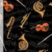 Orchestra Instruments With Music Background - Metallic - Cotton Fabric ...
