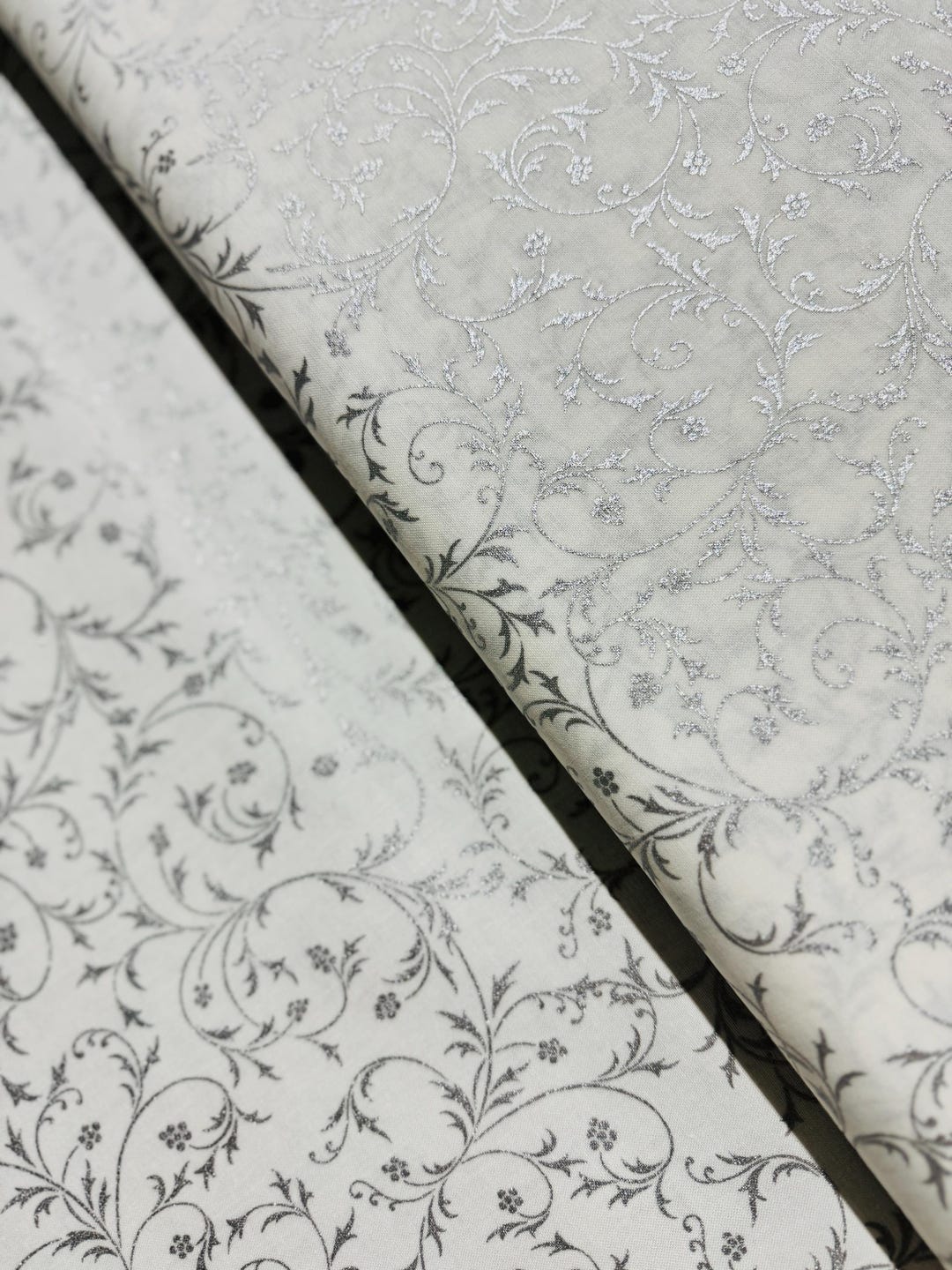 Holiday Flourish-snow Flower - Swirls Ice Silver Fabric - Metallic ...
