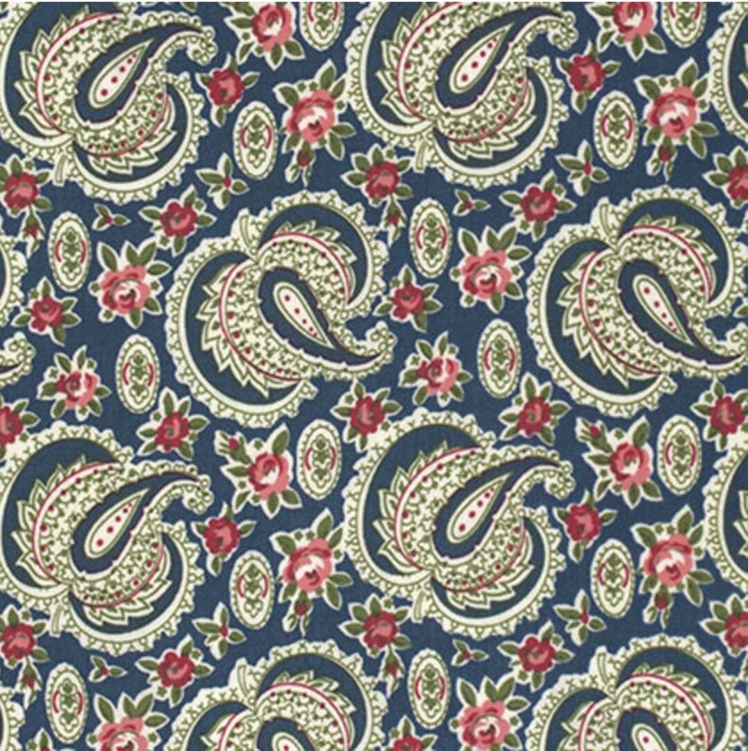 Indigo Rose - Paisley Path Fabric by Verna Mosquera - Cotton Fabric - Etsy