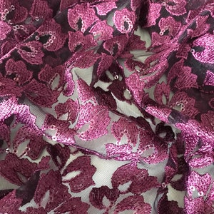 Embroidered Net Fabric Embellished With Sequins - Etsy