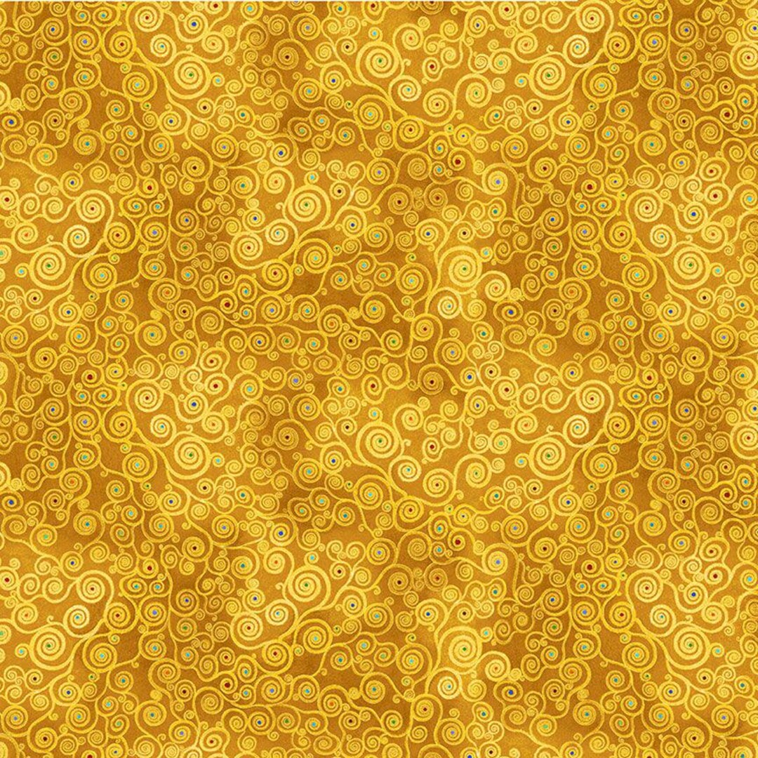 Cleo - Golden Swirls Fabric by Chong-a Hwang - Metallic - Cotton Fabric - Etsy