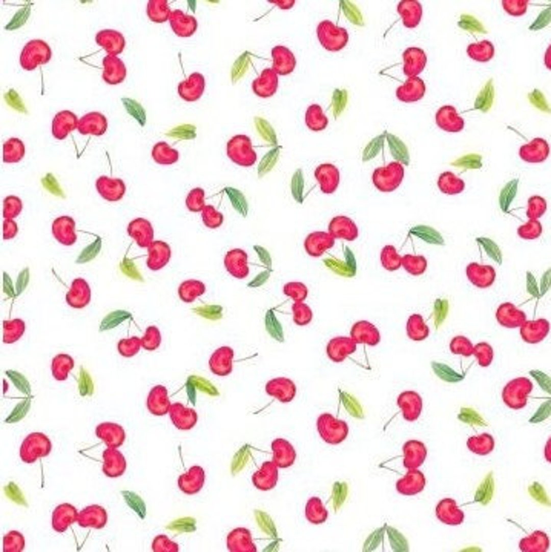 Squeeze the Day - Cherry Toss White - Cotton Fabric - Etsy