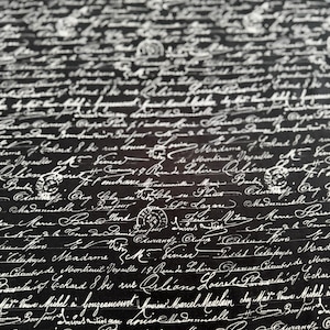 Vintage Rose - Vintage Rose - Handwriting Text Black Fabric - Digital ...