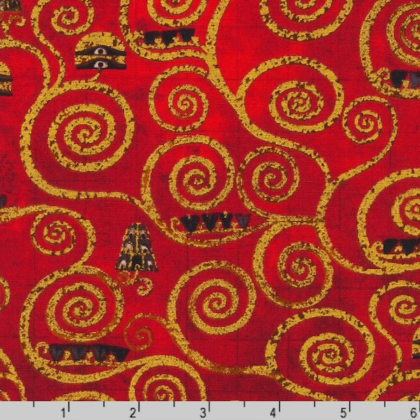 Red Gold Fabric - Etsy