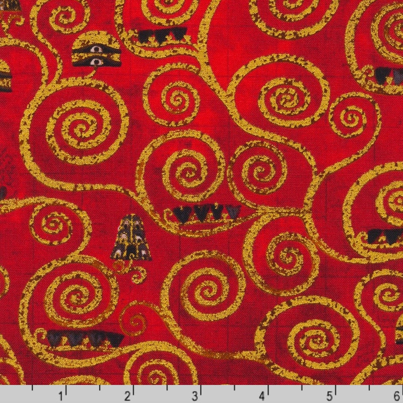 Red Gold Fabric - Etsy