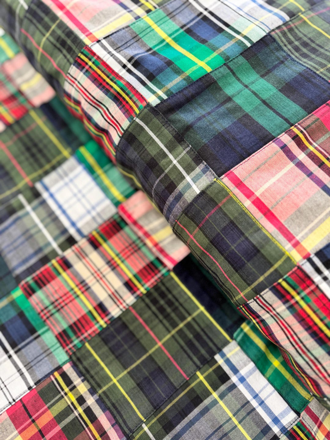 Nantucket Patchwork Holly Fabric – Madras Plaid Yarn Dyed Cotton ...