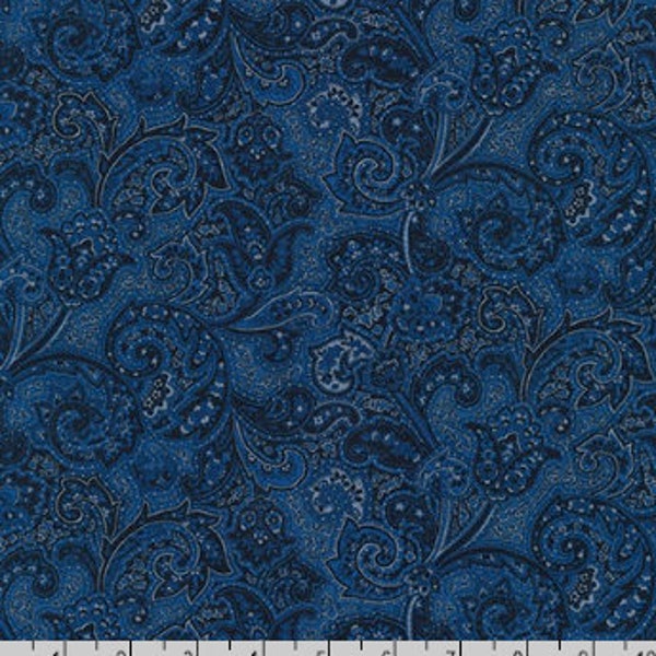 Navy Blue Paisley Fabric - Etsy