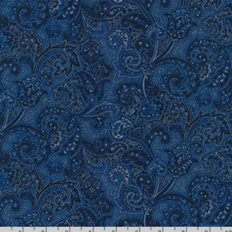 Navy Blue Paisley Fabric - Etsy
