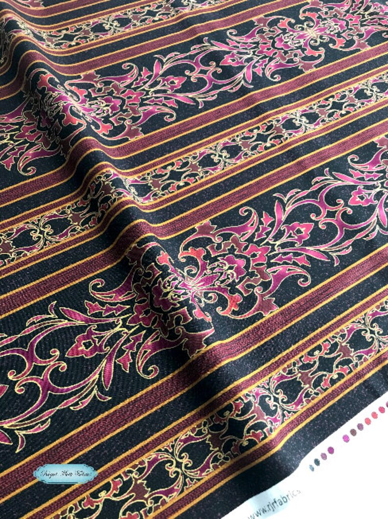 Border Basics Carnival Scroll Black/burgundy Fabric – Jinny Beyer ...