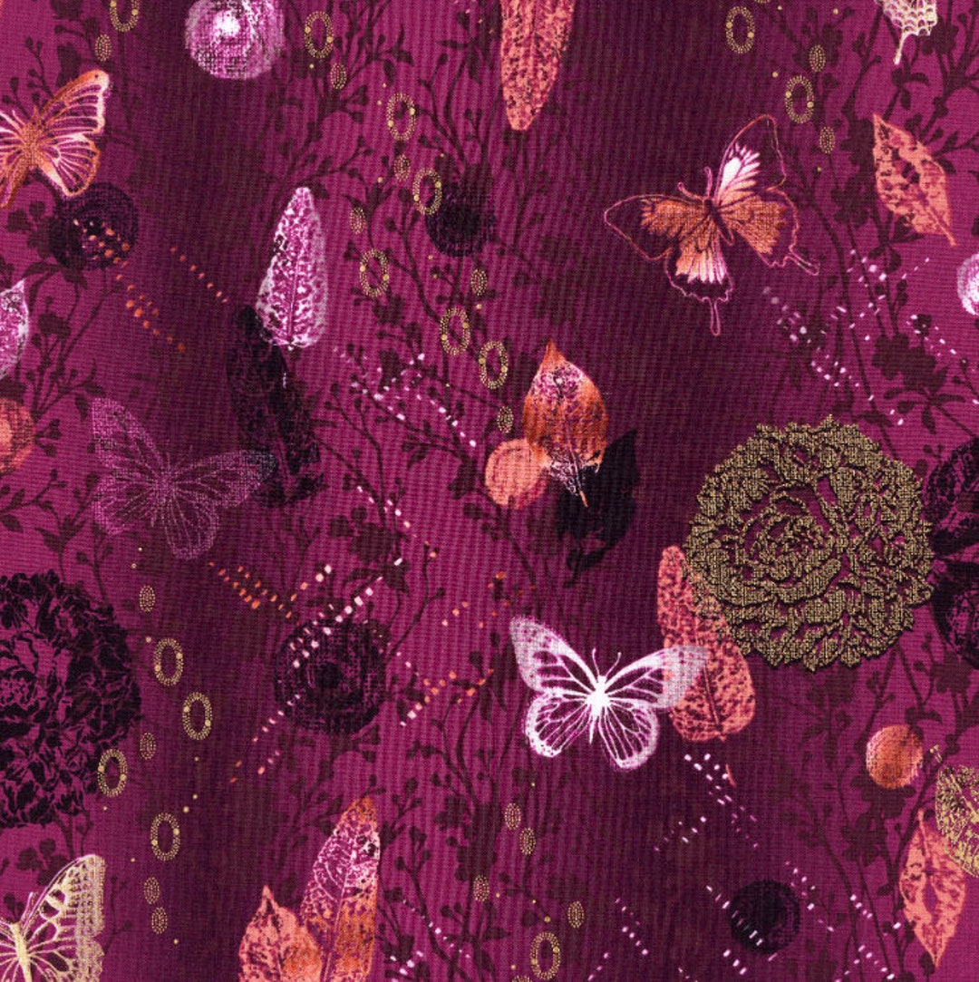 Larkspur Metallic Cotton Fabric – Butterflies and Botanicals - Etsy