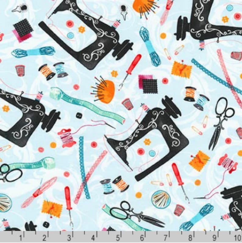 Handmade With Love - Sewing Machines Fabric by Kate Ward Thacker ...