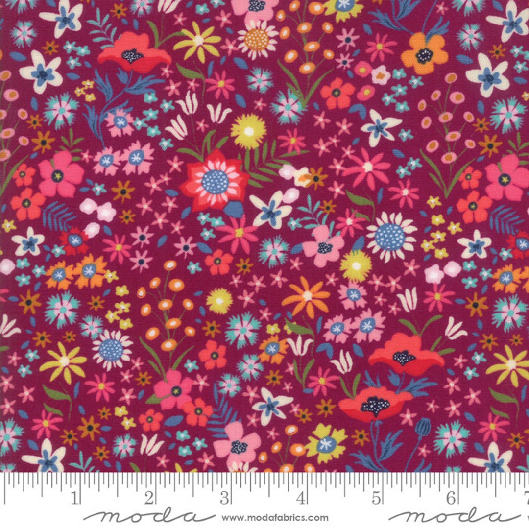 Rosa - Floral Flower Patch Fabric by Crystal Manning - Cotton Fabric - Etsy