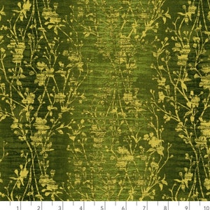 Shiny Objects - Velvety Vines Pepper Grass Metallic Fabric by Flaurie ...