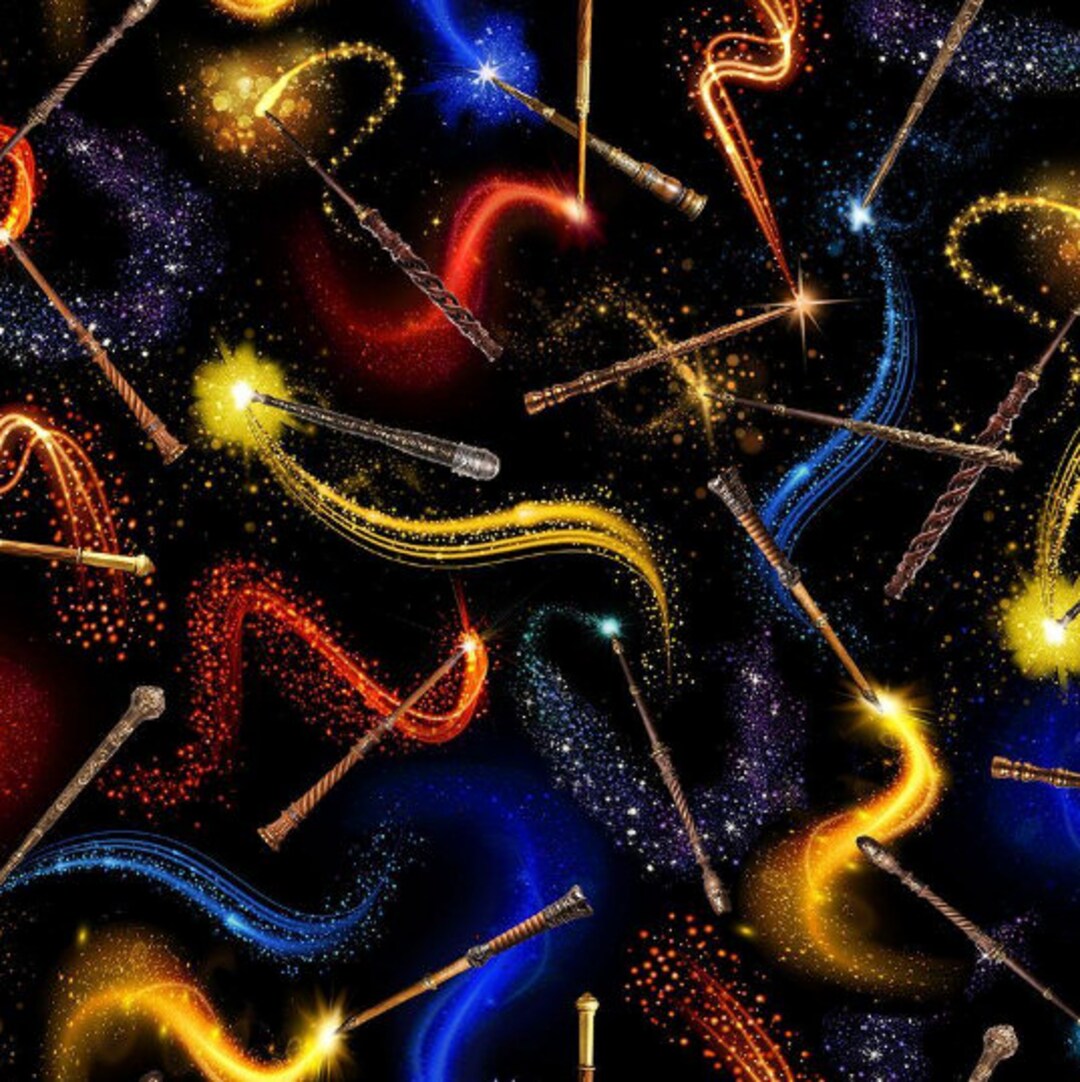 Mystic Library - Magic Wands Fabric - Digital Print - Cotton Fabric - Etsy