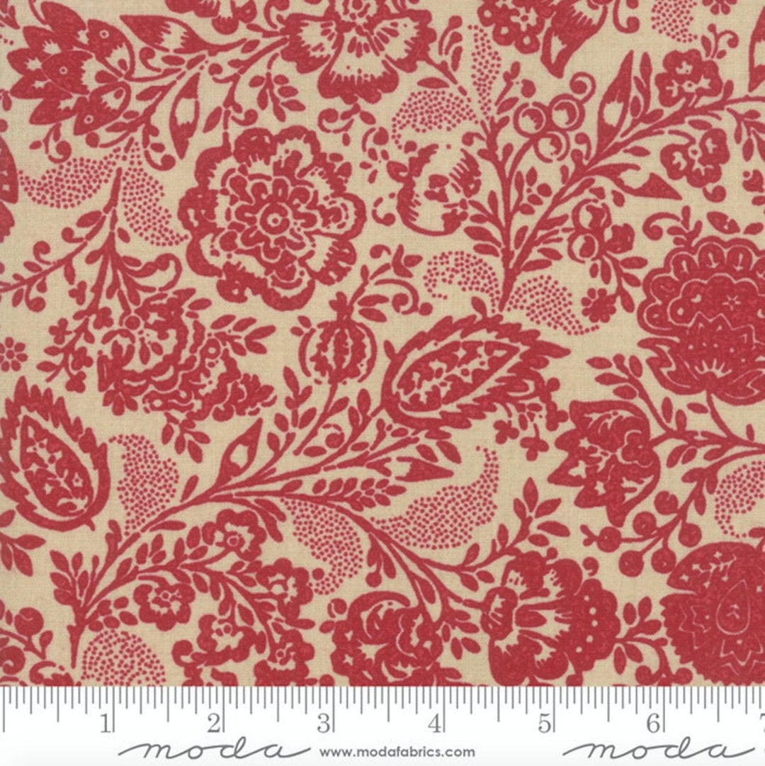 Moda Fabrics Chafarcani Traditional Floral Rouge Oyster Fabric by ...
