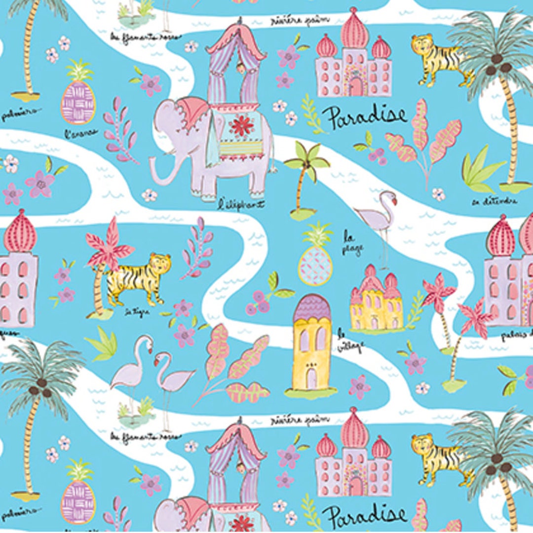 Free Spirit Fabrics - Haute Zahara - Map Spring Fabric by Dena Designs ...
