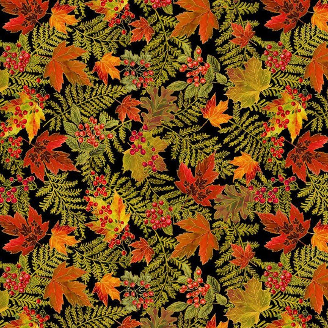 Metallic Autumn Leaves Cotton Fabric - Harvest by Timeless Treasures - Etsy