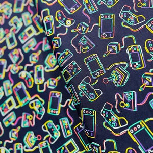Gamer - Video Game Controllers Fabric - Digital Print - Cotton Fabric ...