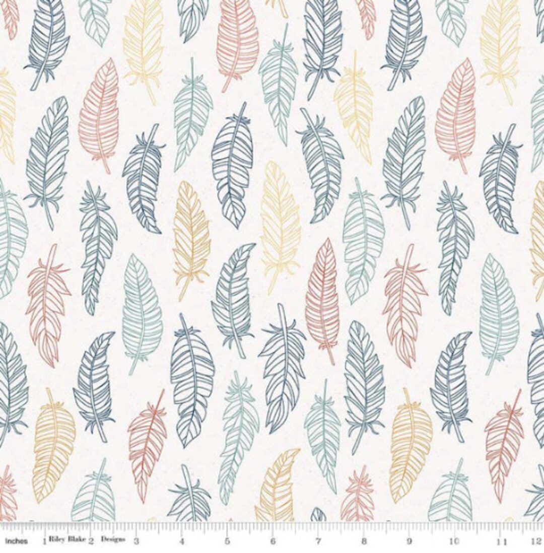 Dream Weaver - Feathers on Cream Fabric by Amanda Castor - Cotton ...