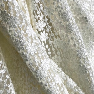 Cream Embroidered Net Fabric Embellished With Sequins sold | Etsy