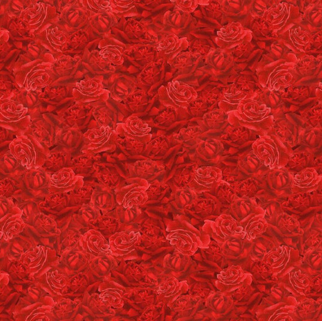 Vintage Rose - Packed Roses Red Fabric - Cotton Fabric - Etsy