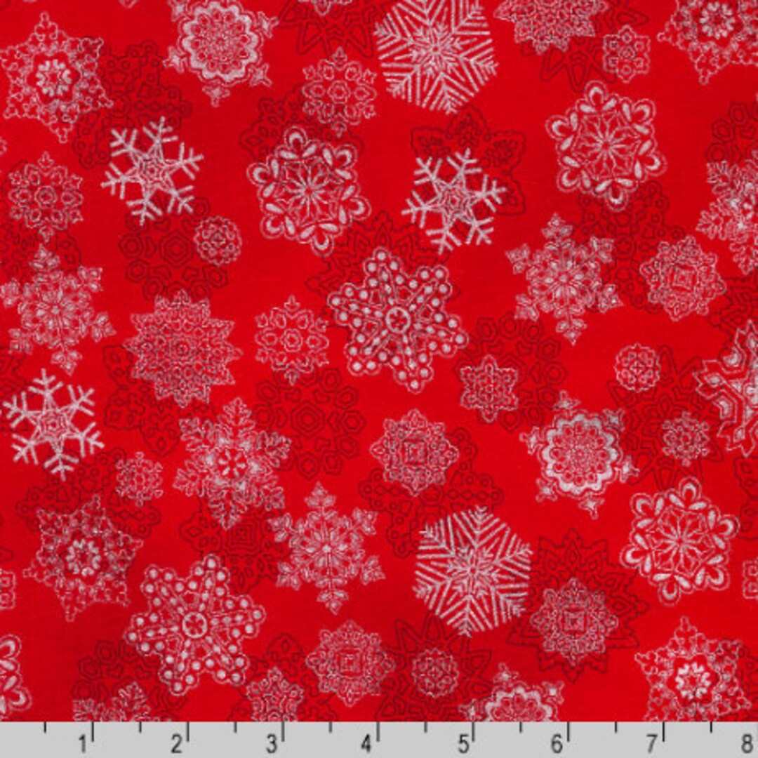 Robert Kaufman Holiday Flourish-snow Flower Snowflakes Scarlet Silver ...