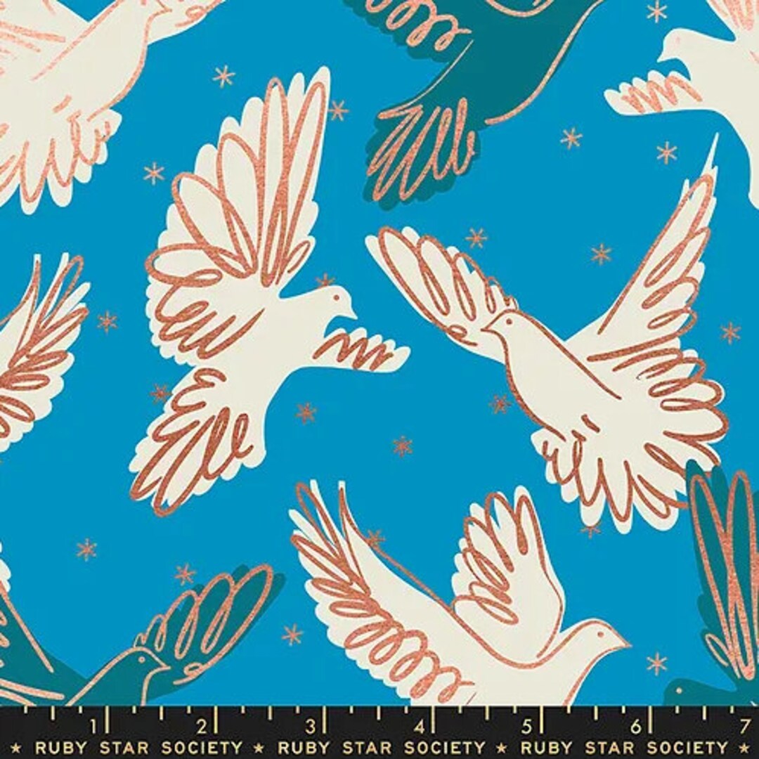 Ruby Star Society - Rise Fly - Bright Blue Metallic Fabric by Melody ...