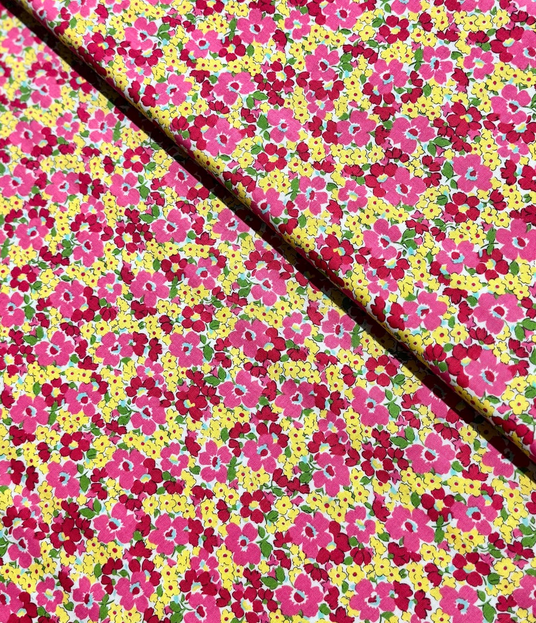 Dainty Floral Cotton Fabric: Yellow Floral Print by Lindsay Wilkes - Etsy